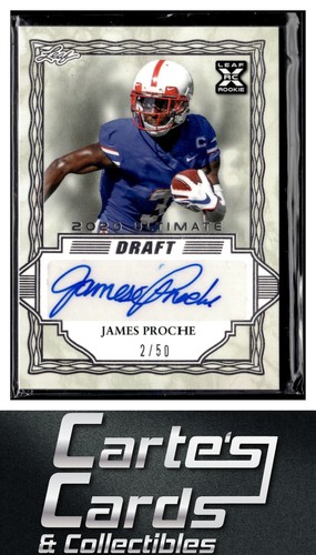 James Proche 2020 Leaf Ultimate Draft #BA-JP1 SMU Mustangs Autograph 2/ ...