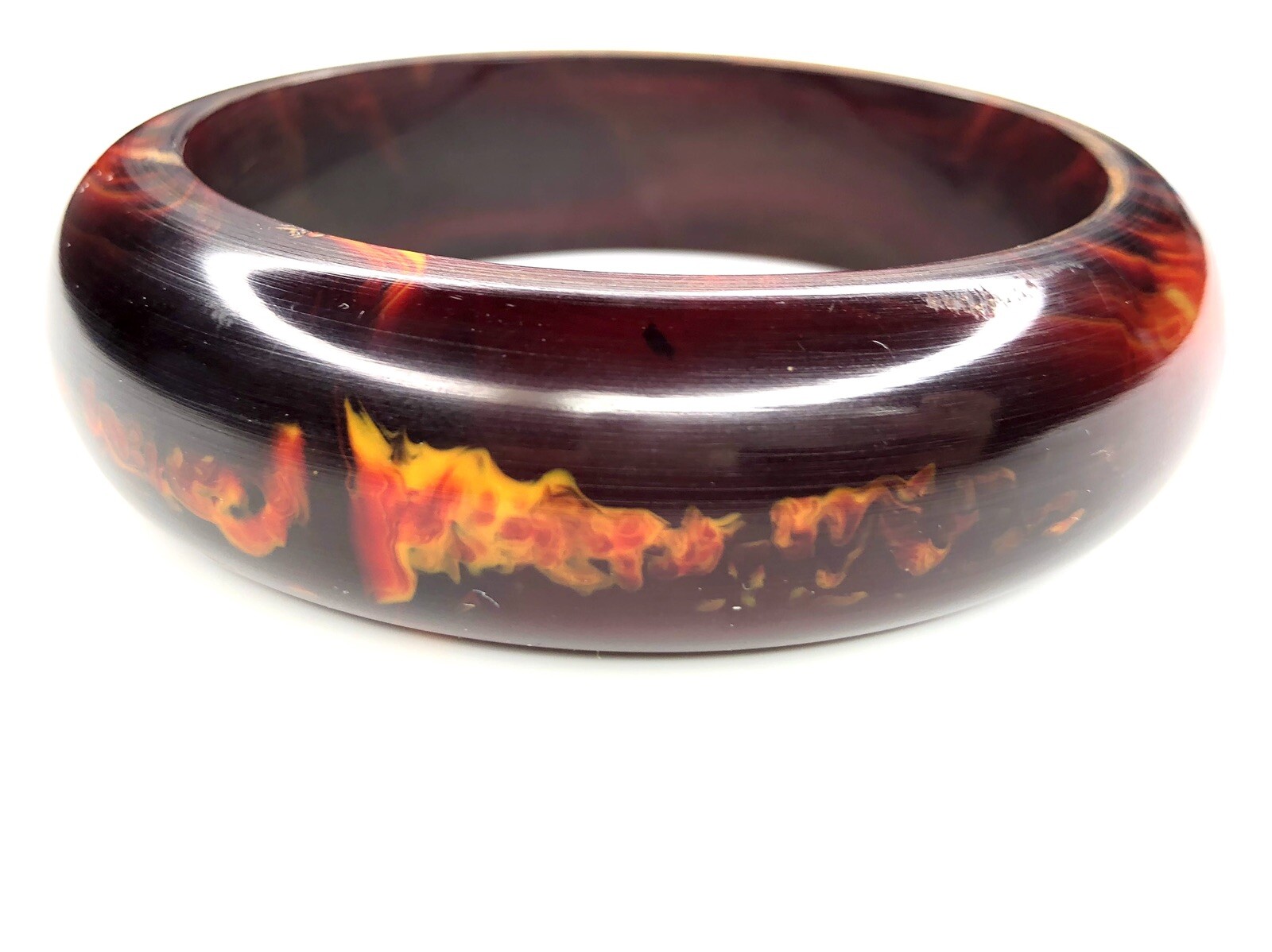 Cherry Amber Marbled Bakelite Faturan Bangle Bracelet… - Gem
