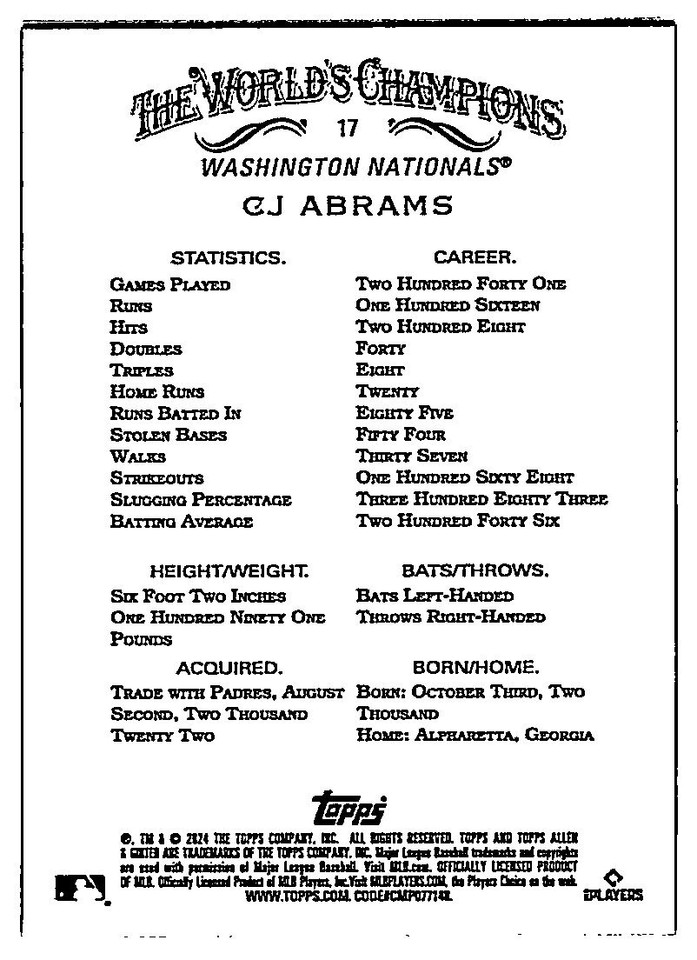 2024 Topps Allen & Ginter - #17 C.J. Abrams | eBay