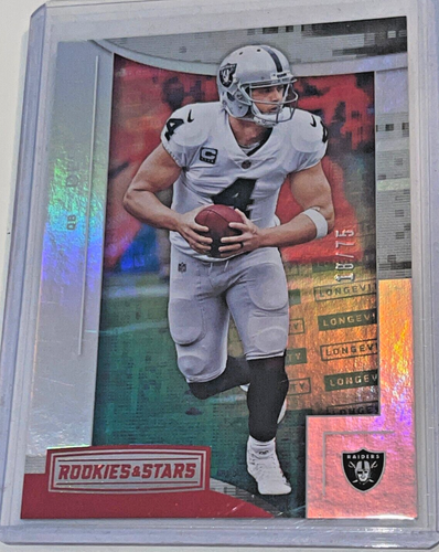RARE DEREK CARR /75 LONGEVITY CARD 2018 PANINI ROOKIES & STARS LAS ...