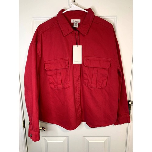 if it were me Fuchsia Snap Front Oversized Denim Jacket Size Medium ...