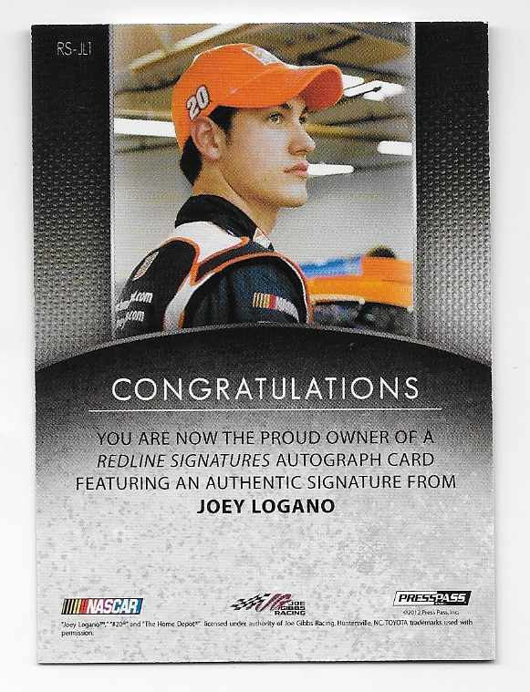 Joey Logano NASCAR 2012 Press Pass Authentics Redline auto/10 Red ...