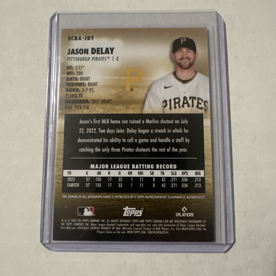 2023 Topps Stadium Club Jason Delay Auto Rookie Card RC Pirates SCBA ...