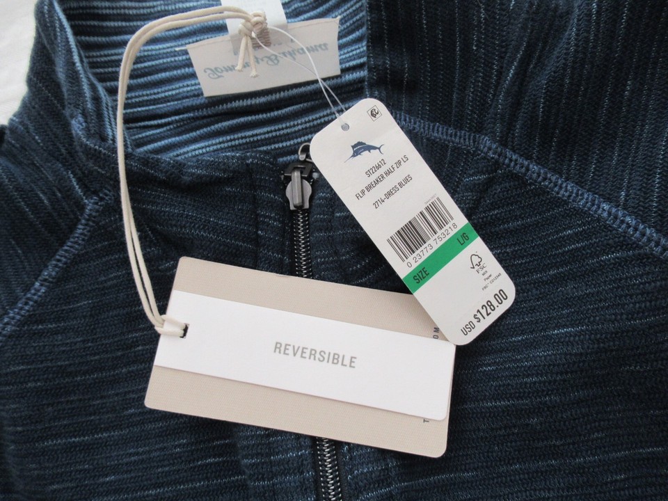 Tommy Bahama Men's Flip Breaker Reversible 1/2 Zip Pullover Blue Size ...