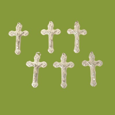 6 PC Cross Crucifix Shiny Silver Color Alloy Metal Pendants Lot | eBay