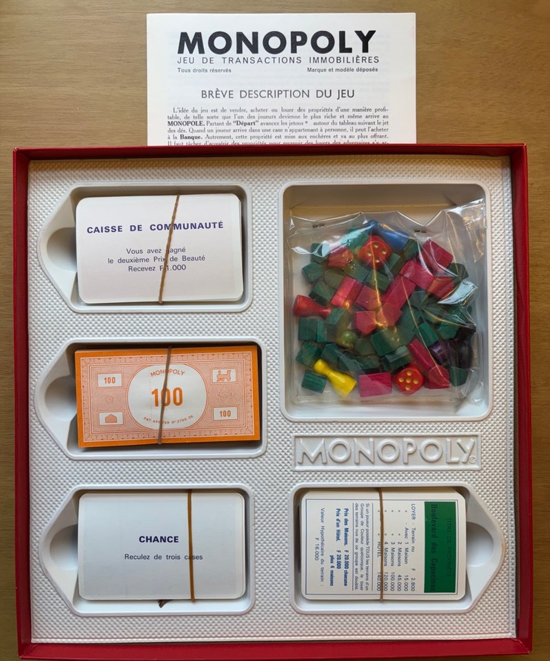 Vintage 1960s Monopoly Board Game in French (set in Paris) Open box but ...