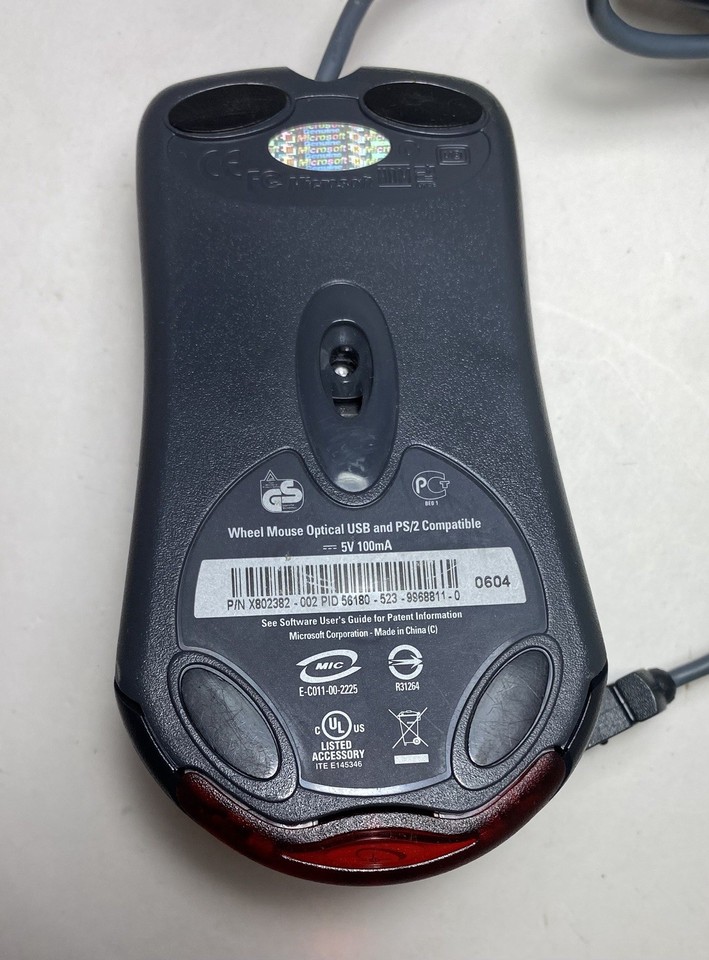 Microsoft Wheel Mouse Optical Black Wired USB (PS/2 Compatible) Tested ...