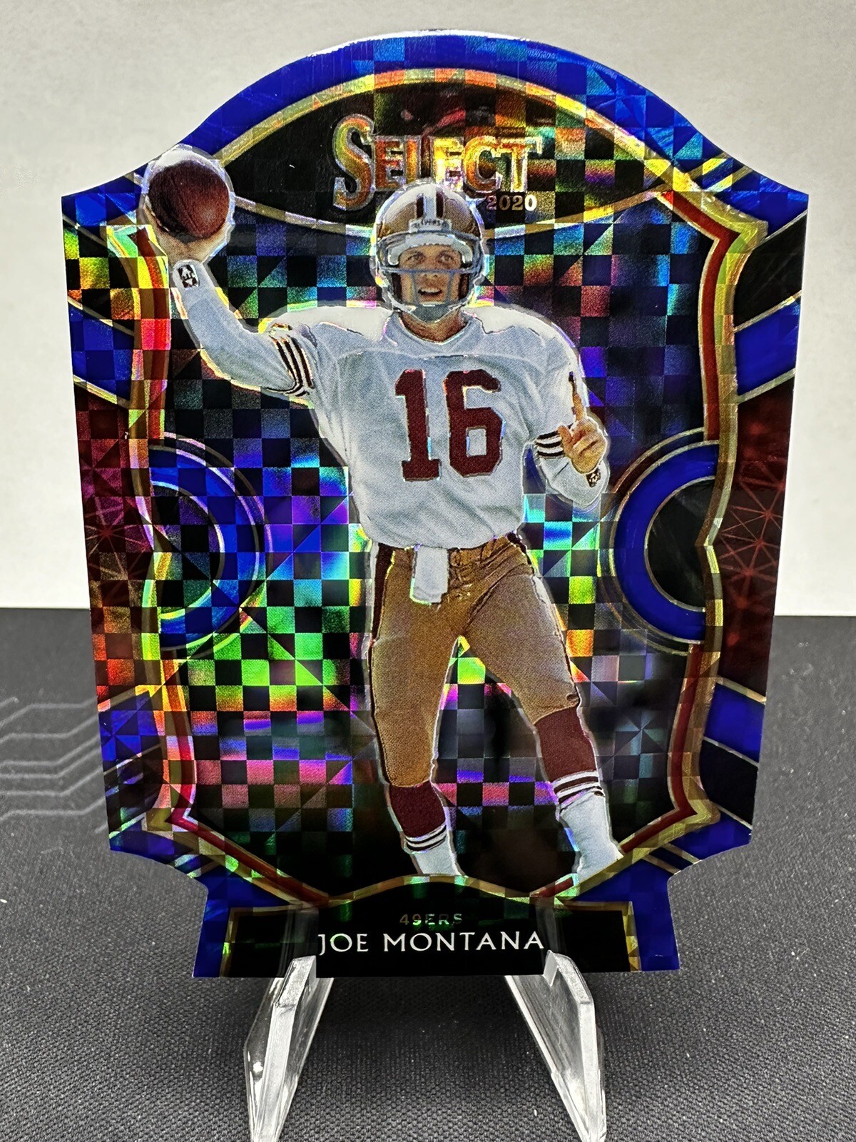 💥2020 Panini Select Joe Montana Blue Checkerboard Concourse Prizm 49ers ...