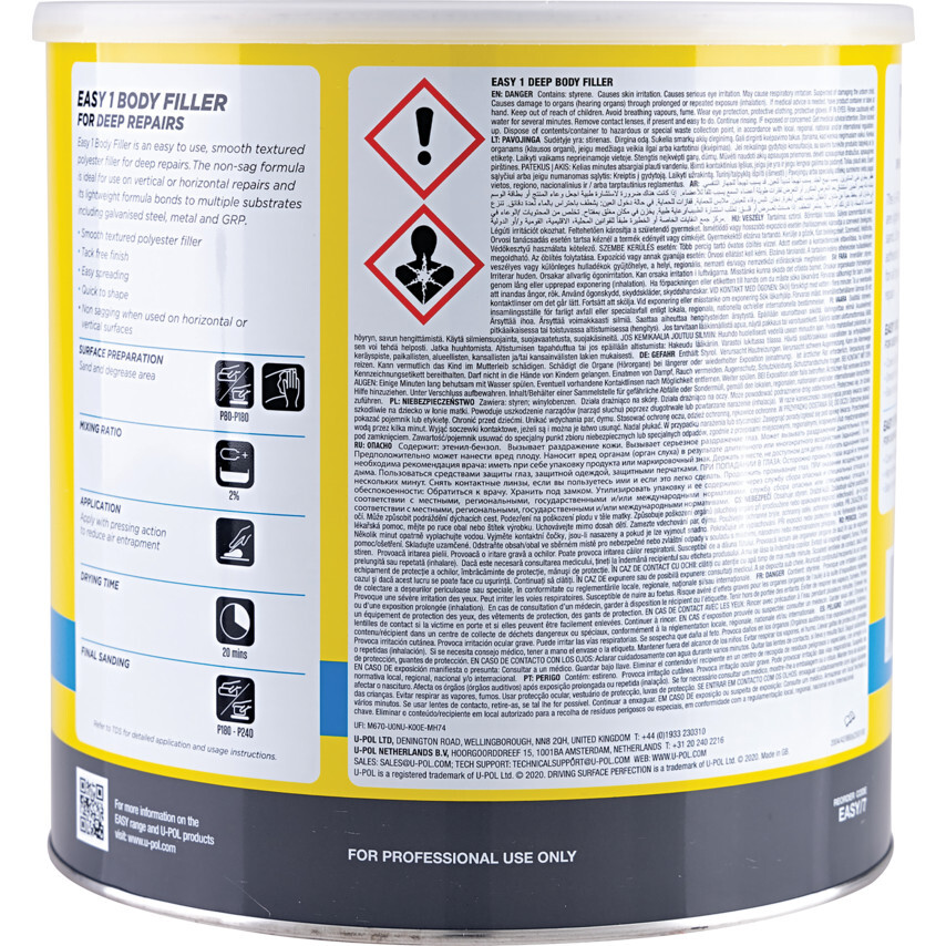 U-POL EASY 1 FILLER 3L UPOL (NEW) Easy One Smooth Body Filler EASY/7 ...