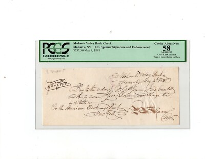 1848 Mohawk Valley Bank Check New York Signed By Francis E. Spinner | eBay