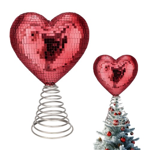 Valentine's Day Tree Topper Christmas Heart Tree Topper Glitter Heart ...