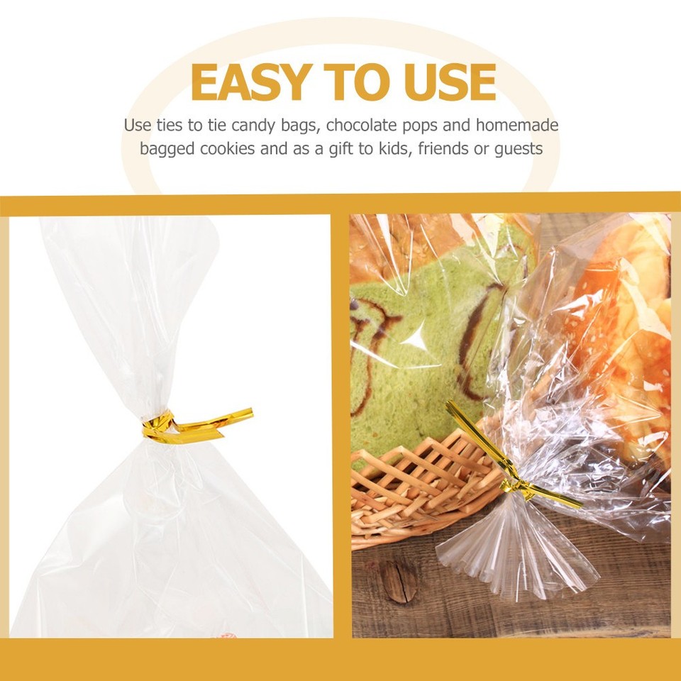 2 Rolls Candy Bag Ties Metallic Wire Twist Ties Reusable Candy Bag Ties ...