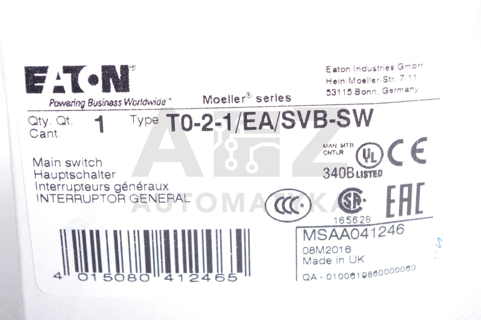 EATON T0-2-1 T021 T0-2-1/EA/SVB-SW T021EASVBSW ! NEW ! | eBay