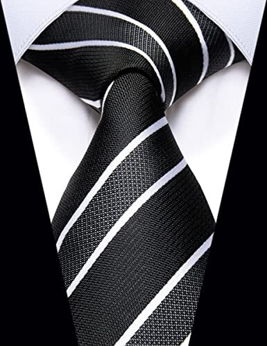 Men's Neckties Striped Tie and Plaid Neckties for Men Woven Black White ...