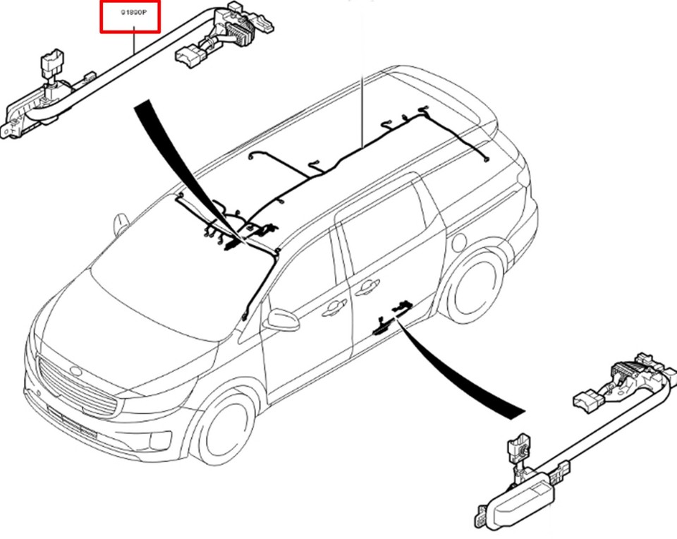 2015-2018 Kia Carnival Sedona Rear Right Side Door Power Cable Wiring ...