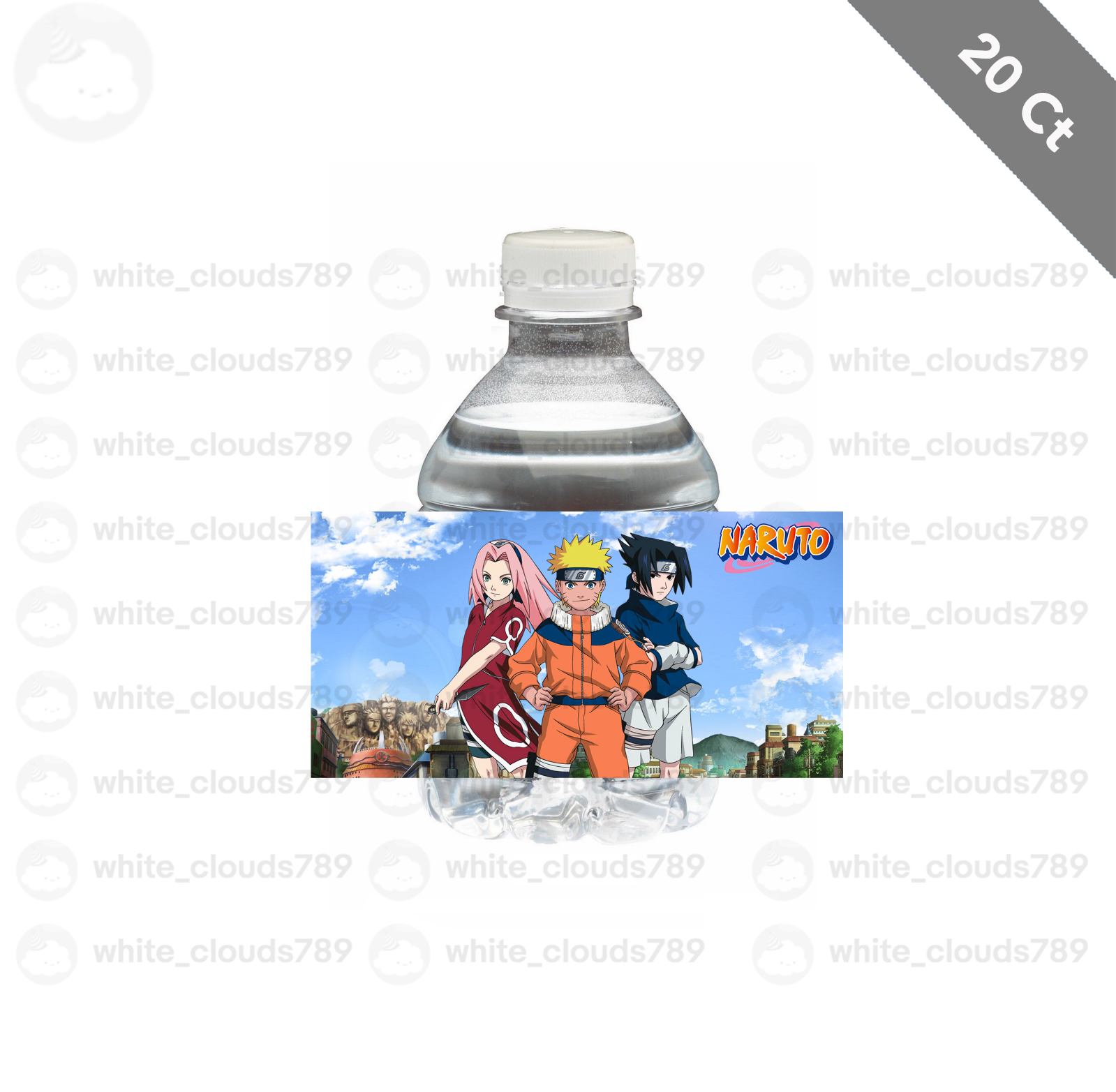 20 Naruto Water Bottle Label 2" x 4" Birthday Party Favor Drink Wrapper ...