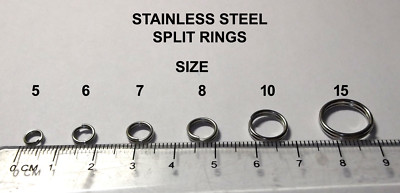 STRONG SPLIT RINGS 5,6,7,8,10 & 15mm, STAINLESS STEEL - SEA FISHING RIG ...