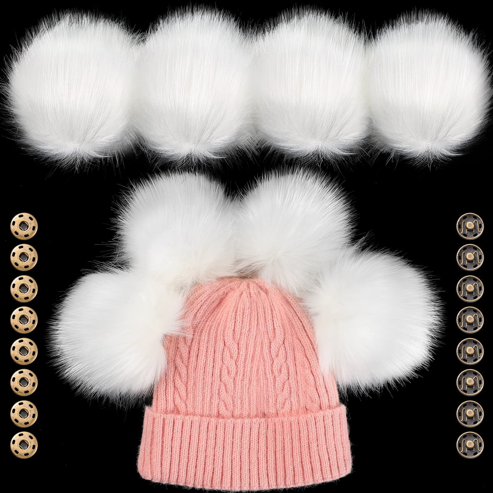 8 Pcs 6 Inch Large Fur Pom Pom Balls for Hats Craft Fur Puff Ball ...