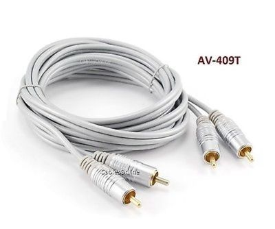 9ft 2-RCA to 2-RCA Silver Male to Male DJ/Mixer/Stereo System Audio ...