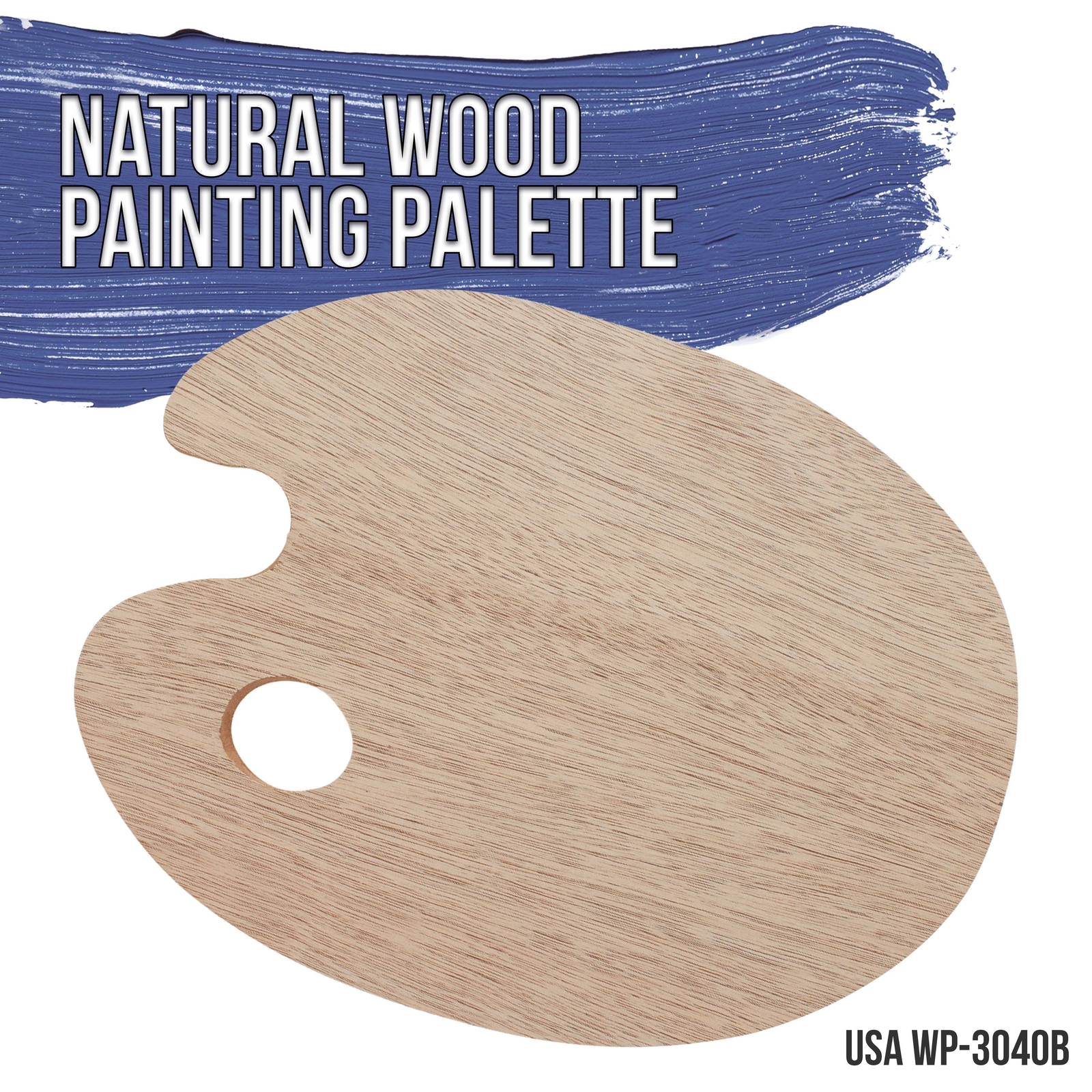 12" x 16" Extra Large Wooden Oval-Shaped Artist Painting Palette, Paint ...