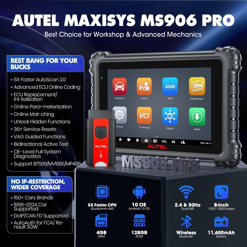 2025 Autel MaxiSYS MS906 Pro Full System Diagnostic Scanner Tool ...