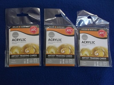 3 PK ((36)) ~ Daler Rowney ~ Acrylic Trading Cards ~ Acid Free 2.5 x 3. ...