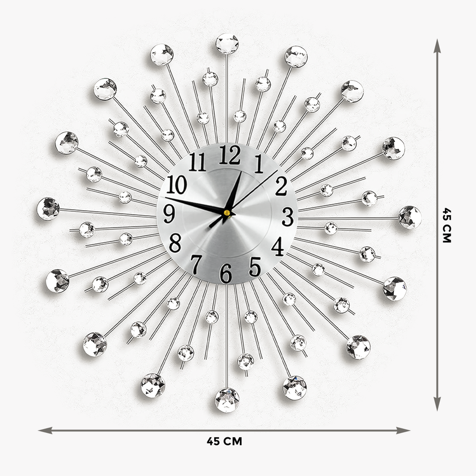Jewelled Diamante Beaded Wall Clock Crystal Sunburst 45cm Home Decor ...
