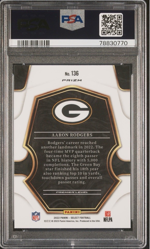 2022 Panini Select - Premier Level Aaron Rodgers #136 Tiger Stripe ...