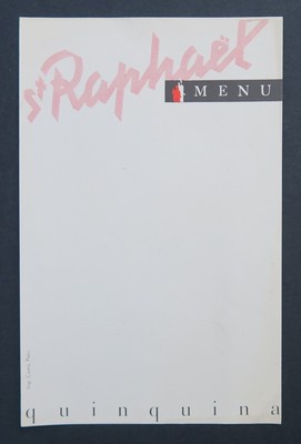 SAINT-RAPHAEL MENU Quinquina by Loupot restaurant card gastronomy | eBay
