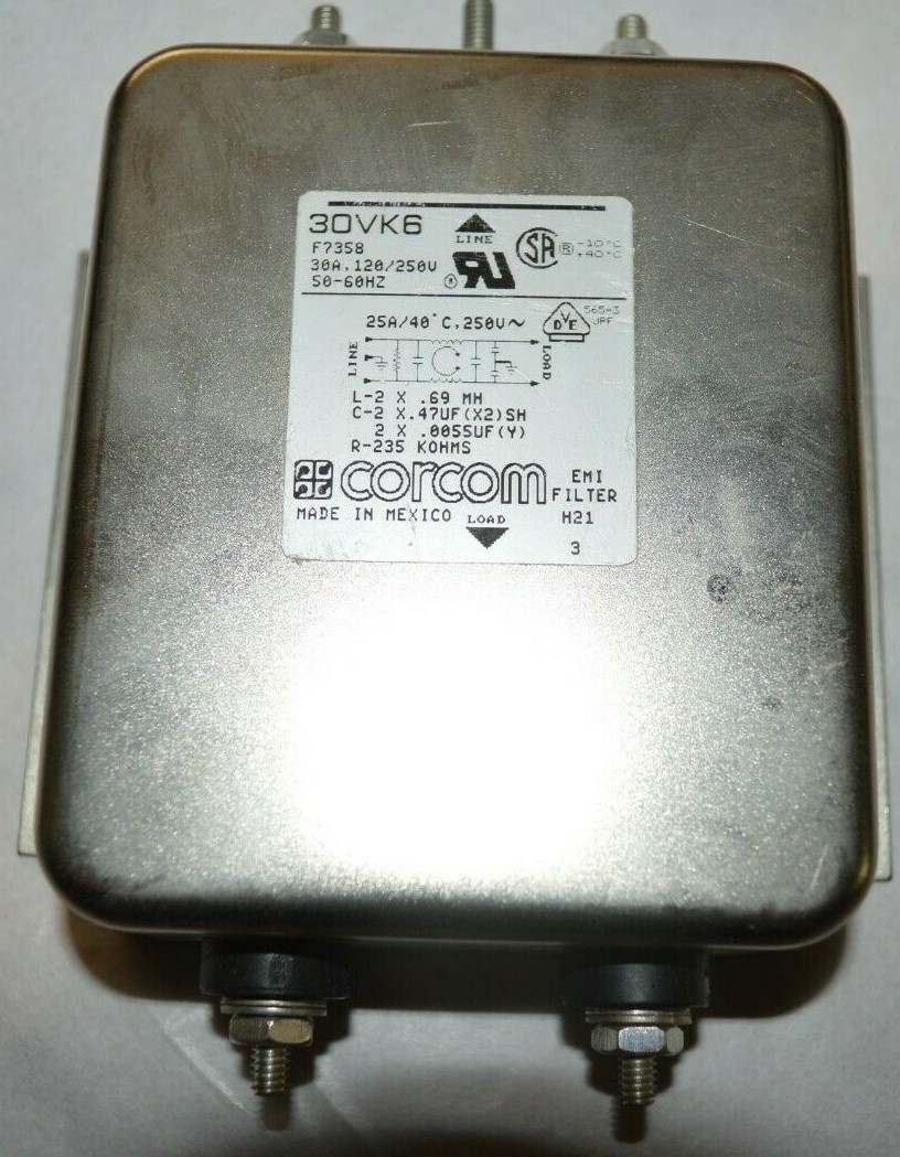 Corcom 30VK6 Line Filter (120/250VAC, 30A, 50-60HZ) | eBay