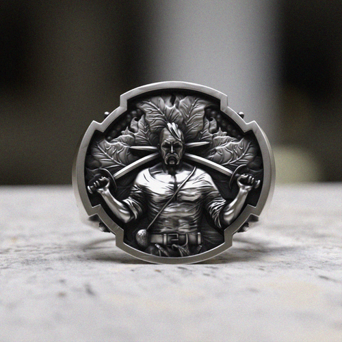 925 Sterling Silver Ukrainian Cossack Warrior Ring with Trident Symbol ...