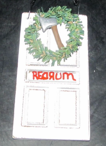 Redrum The Shining Horror Killer White Wood Door with Wreath Christmas ...