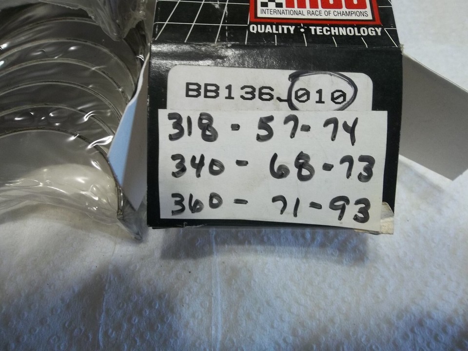 Mopar small block 318, 340, 360 rod bearing set .010 NEW BB136-010 FREE ...