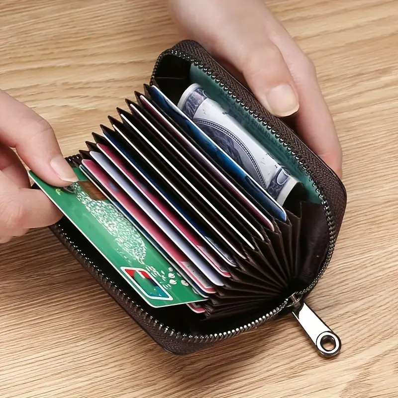 Credit Card Holder RFID Card Case Wallet Accordion Zipper Card Case ...