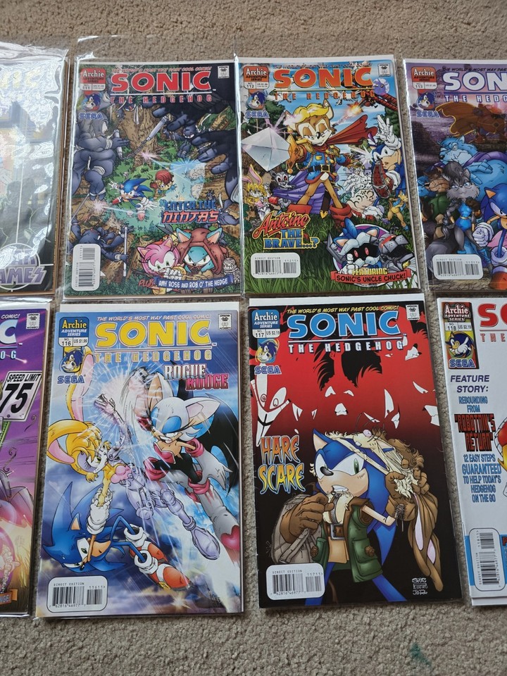 Lot Of 10 SONIC The Hedgehog Archie Comic Series Books Full Run 110-119 ...