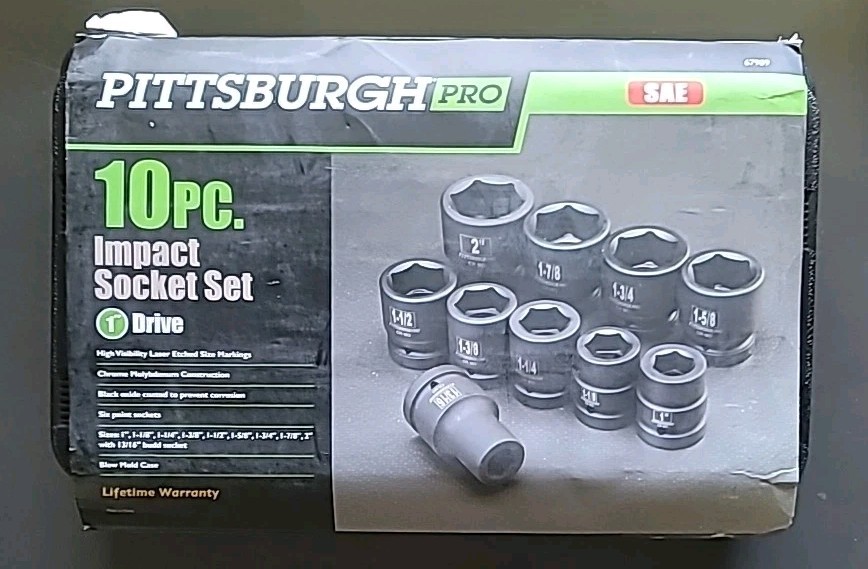 Pittsburgh Pro CR-MO 10 Pc. Jumbo 1" Drive Black Oxide Impact Sockets ...