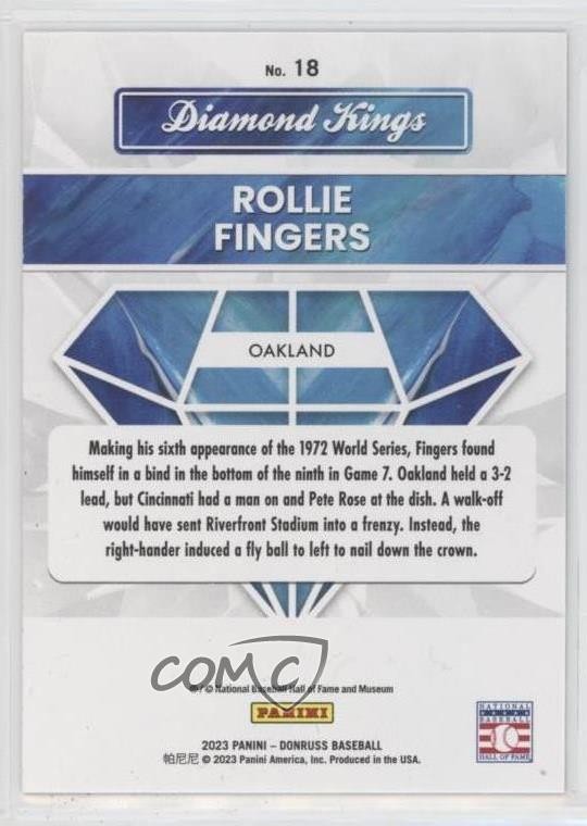2023 Panini Donruss Diamond Kings Holo Blue Rollie Fingers #18 HOF | eBay
