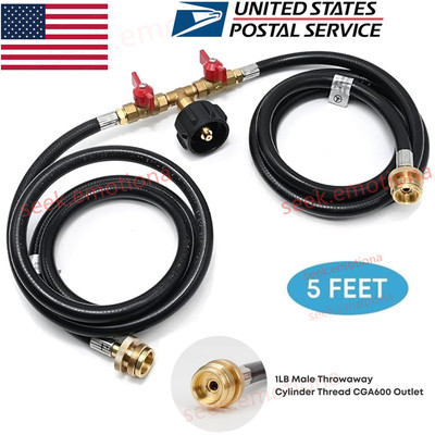 5Ft 2 Ways Y Splitter CGA Propane Converter Adapter Hose for QCC1 5 ...