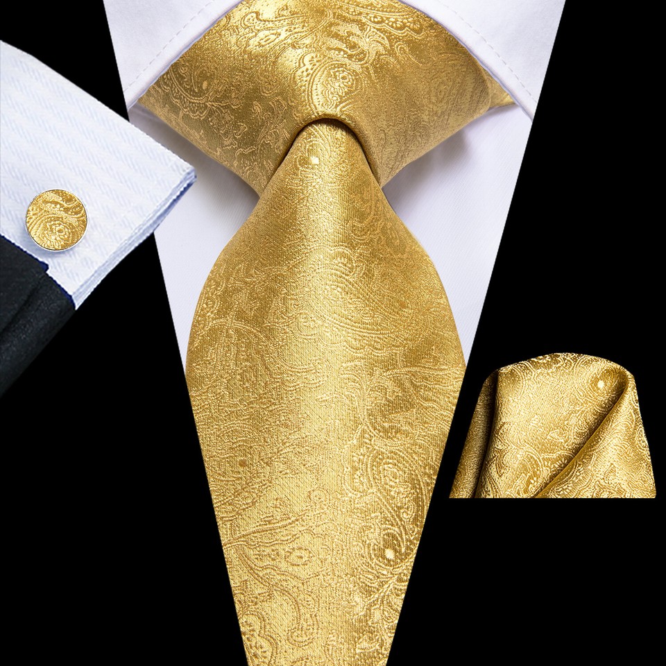 Mens Tie Red Black Blue Gold Green Necktie Pocket Square Cufflinks Set ...