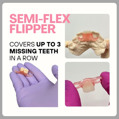 Semi-Flex Premium Dental Flipper. Missing Tooth Solution. Partial ...