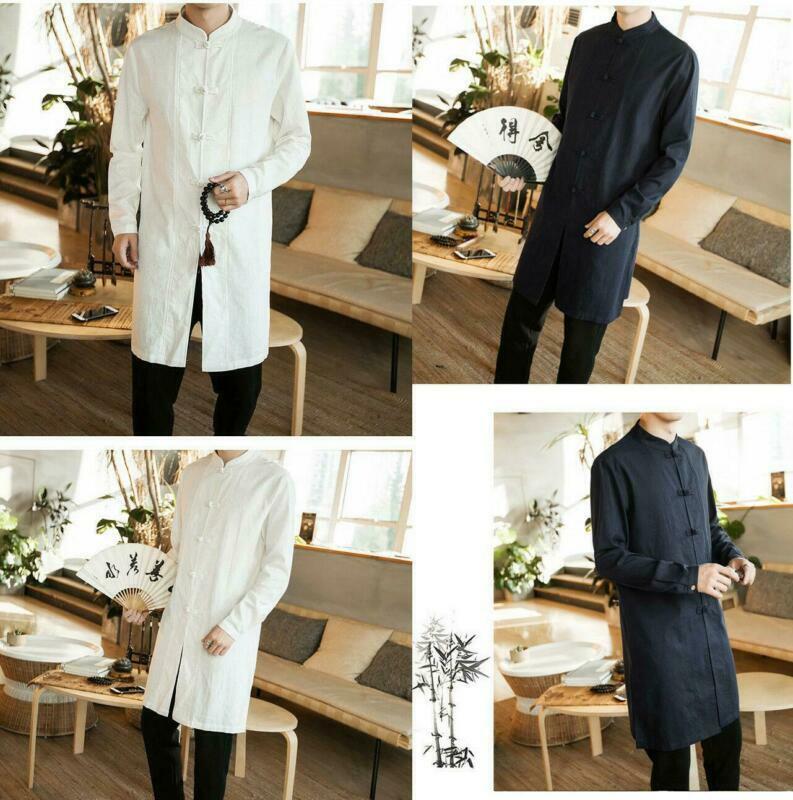 Chinese Traditional Men's Tang Kungfu Tai Chi Long Uniform Cotton and ...
