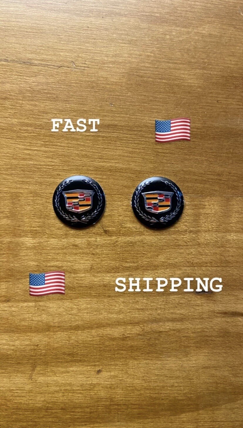 NEW CADILLAC 2pcs - 14mm Key Fob Emblem Sticker Remote Badges FREE FAST ...
