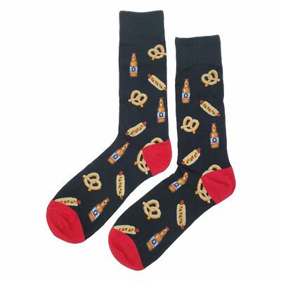 NWT Beer Pretzel Dress Socks Novelty Men 8-12 Black Crazy Fun Sockfly ...