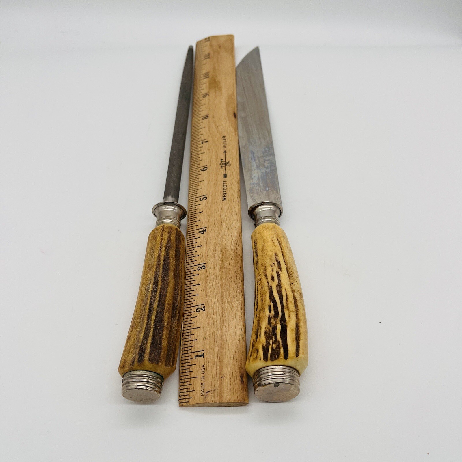 Vintage Robeson Stag-Handled Carving Knife & Sharpening Steel/Tool ...