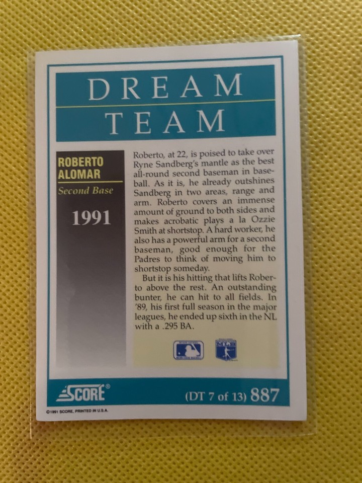 1991 SCORE DREAM TEAM # 887 ROBERTO ALOMAR D | eBay