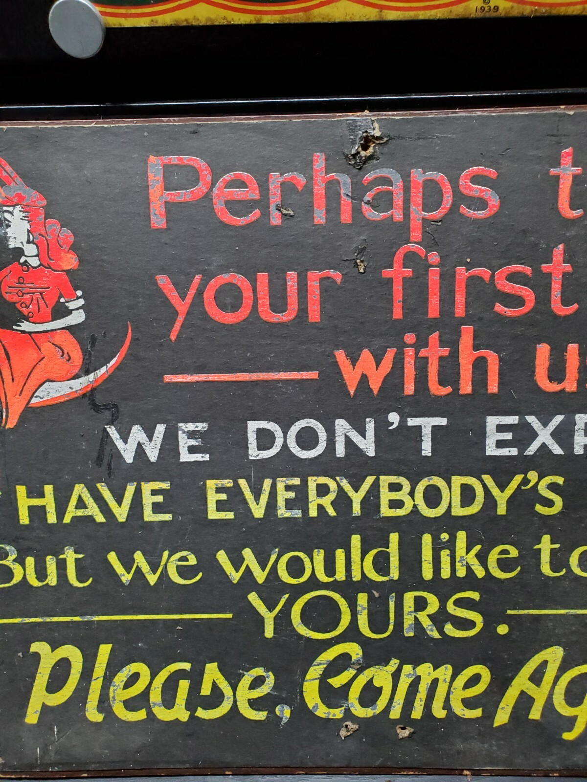 Vintage Please Come Again Sign / Masonite | eBay