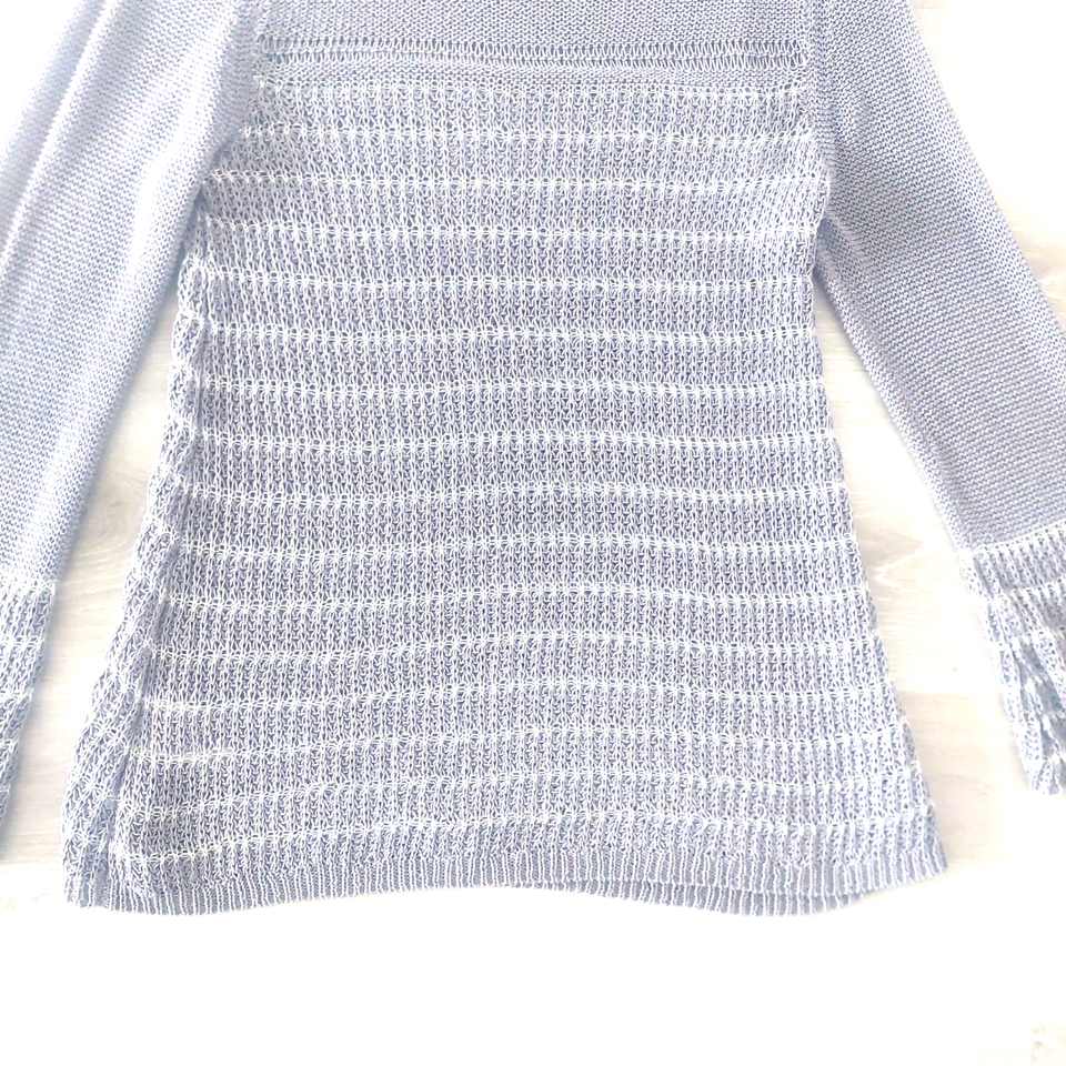 PHASE EIGHT SIZE 14 LONG GREY STRIPED LOOSE KNIT JUMPER WITH FLARED ...