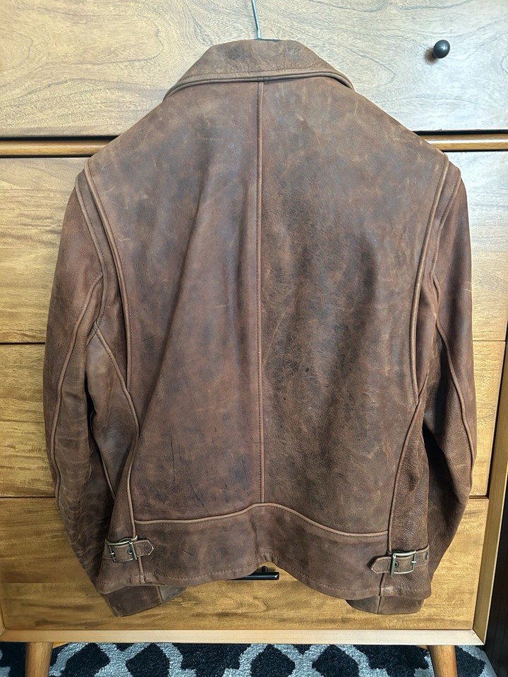 Schott Perfecto P673 Storm Heavyweight Oiled Nubuck Leather Jacket Size ...