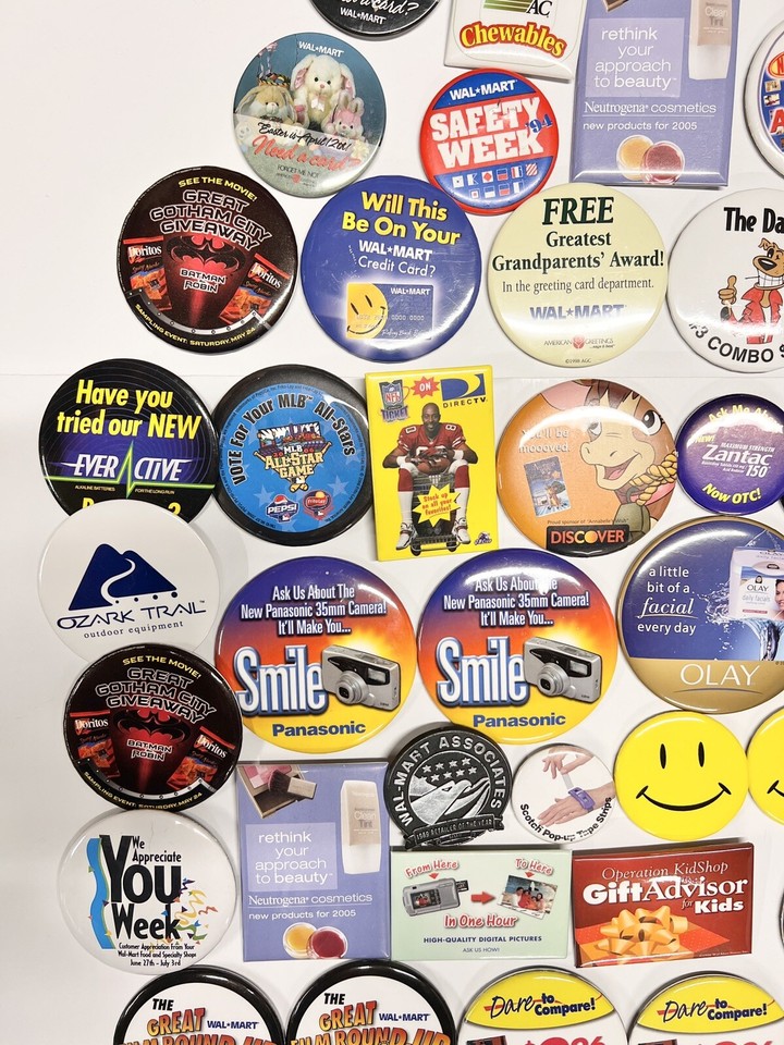 Vtg Lot of 88 Walmart Advertising Employee Pin Back Buttons 80’s 90’s ...