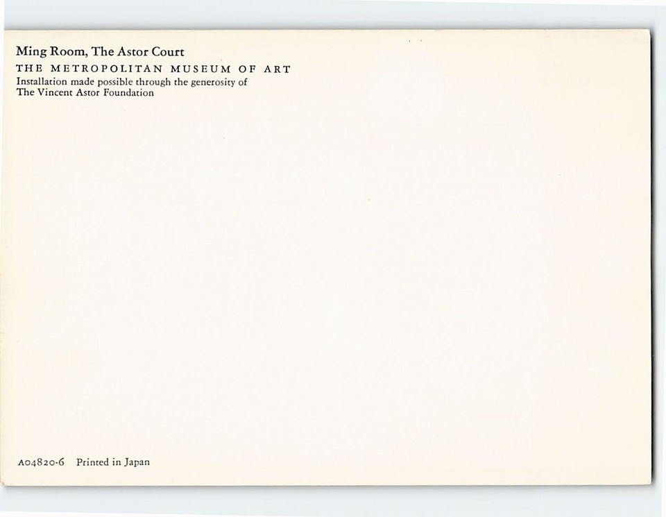 Postcard Ming Room The Astor Court The Metropolitan Museum Of Art USA ...